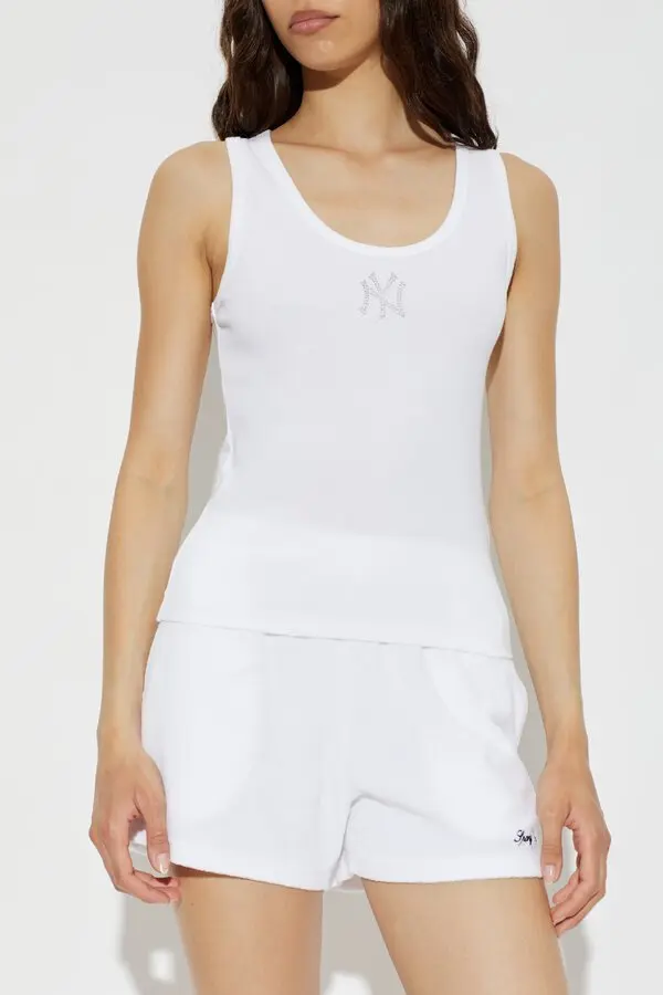 Sporty & Rich 47 New York Yankees Collection Rhinestone Logo Tank Top - White