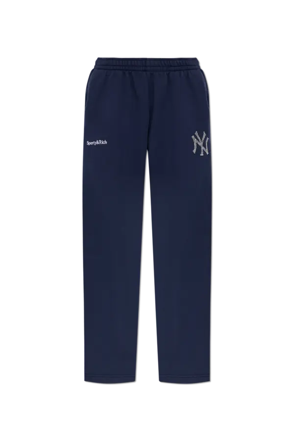 SPORTY & RICH X New York Yankees Crystal Logo Track Pants - Navy Blue