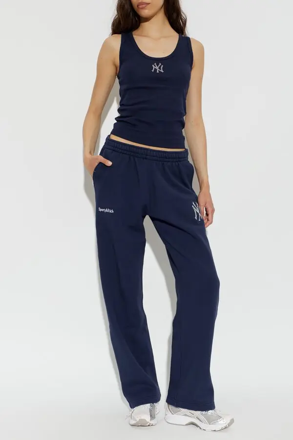 SPORTY & RICH X New York Yankees Crystal Logo Track Pants - Navy Blue