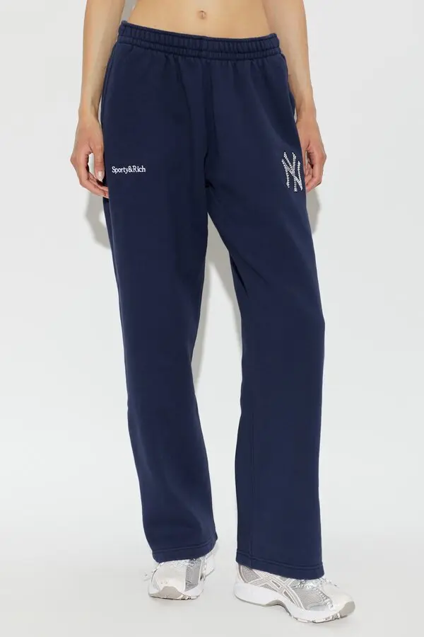 SPORTY & RICH X New York Yankees Crystal Logo Track Pants - Navy Blue