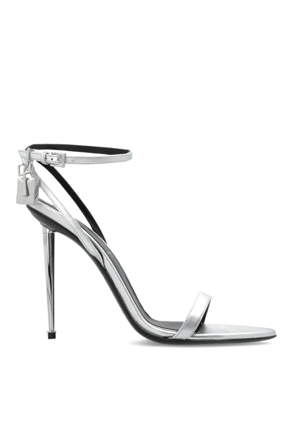 TOM FORD Leather Heeled Sandals - Silver