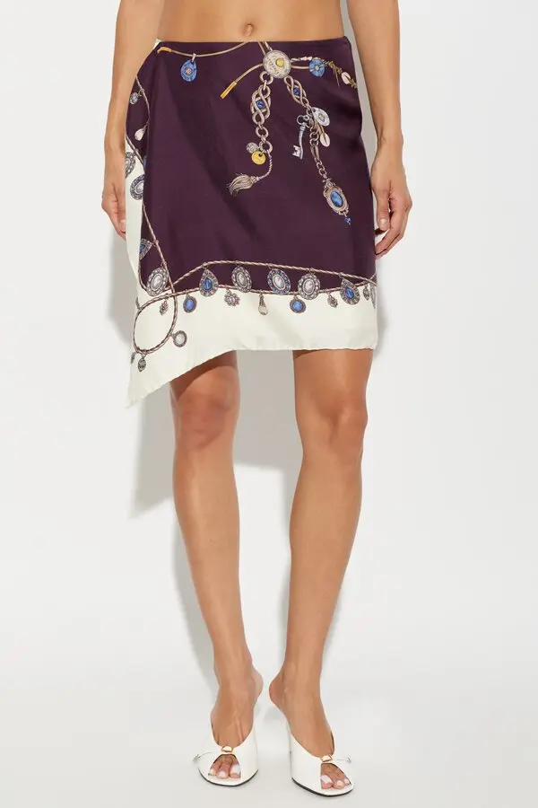 Versace Silk Skirt With "stolen Jewels" Print