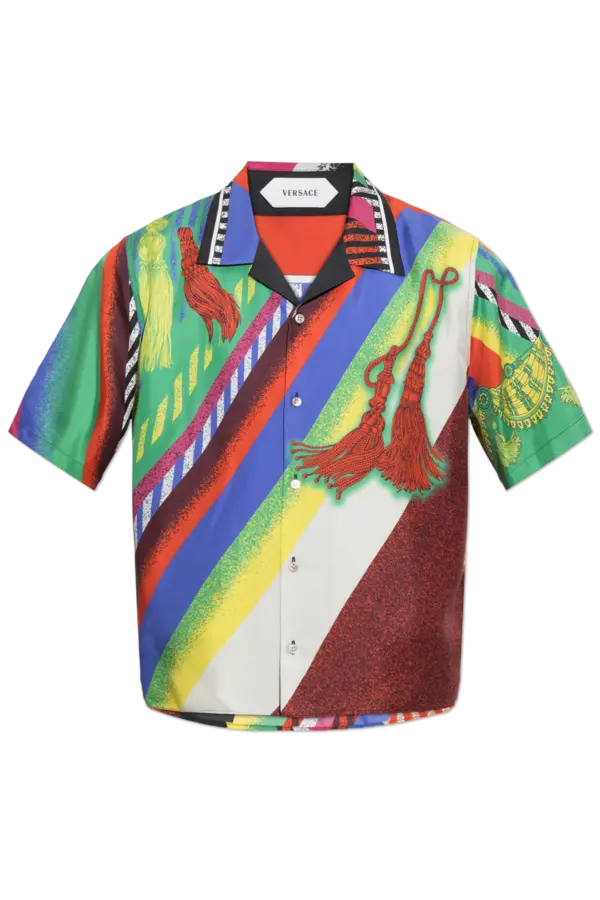 Versace Silk Shirt With "formula 6" Print - Multicolour