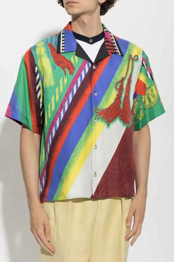 Versace Silk Shirt With "formula 6" Print