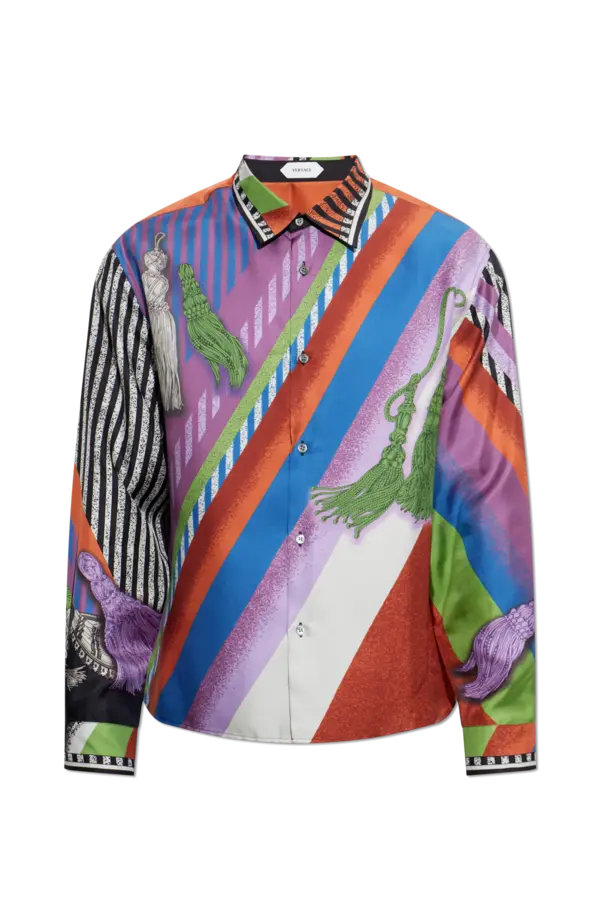 Versace Silk Shirt With "formula 6" Print - Multicolour