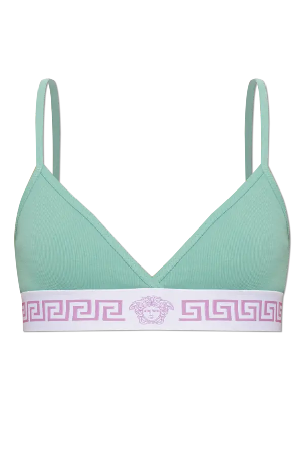 Versace Cotton Bra With Logo - Green