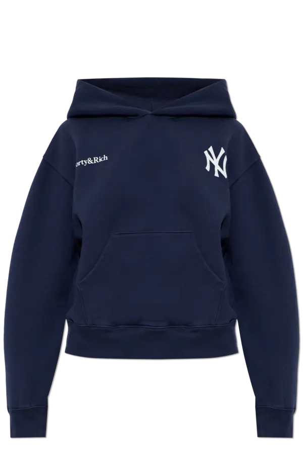 SPORTY & RICH 47 X New York Yankees Hooded Sweatshirt - Navy Blue