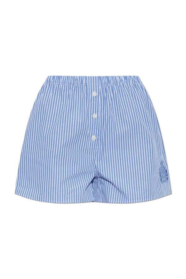 SPORTY & RICH Royal Holiday' Collection Striped Cotton Shorts - Blue