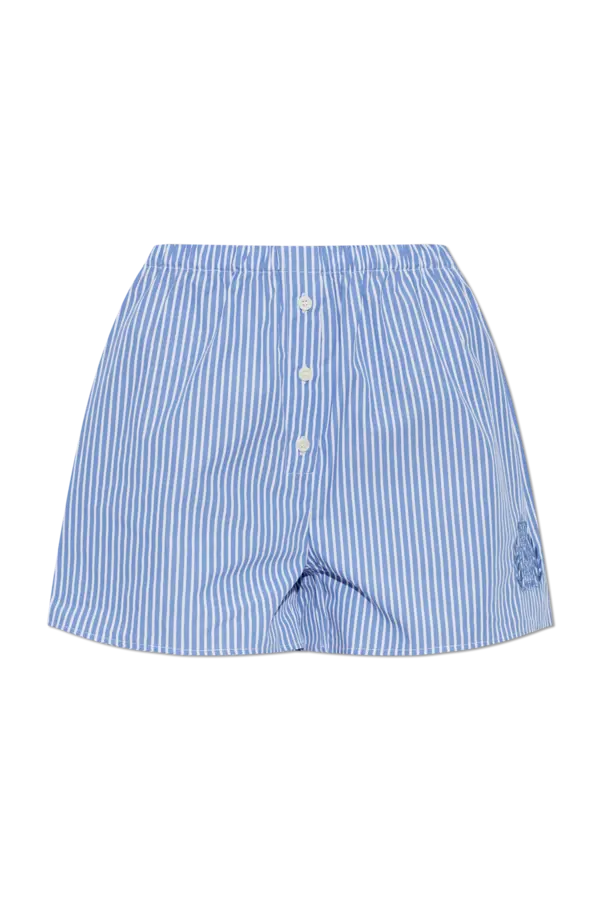 Sporty & Rich Royal Holiday' Collection Striped Cotton Shorts - Blue