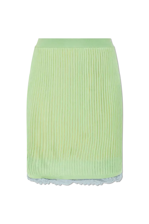 Versace Ribbed Skirt With Lace Trim - Green