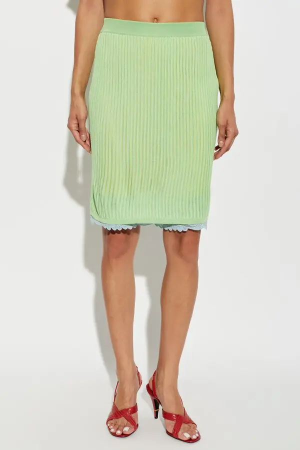 Versace Ribbed Skirt With Lace Trim