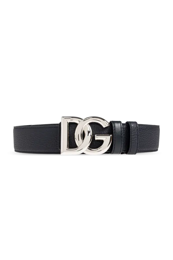 Dolce & Gabbana Dg Buckle Leather Belt - Navy Blue