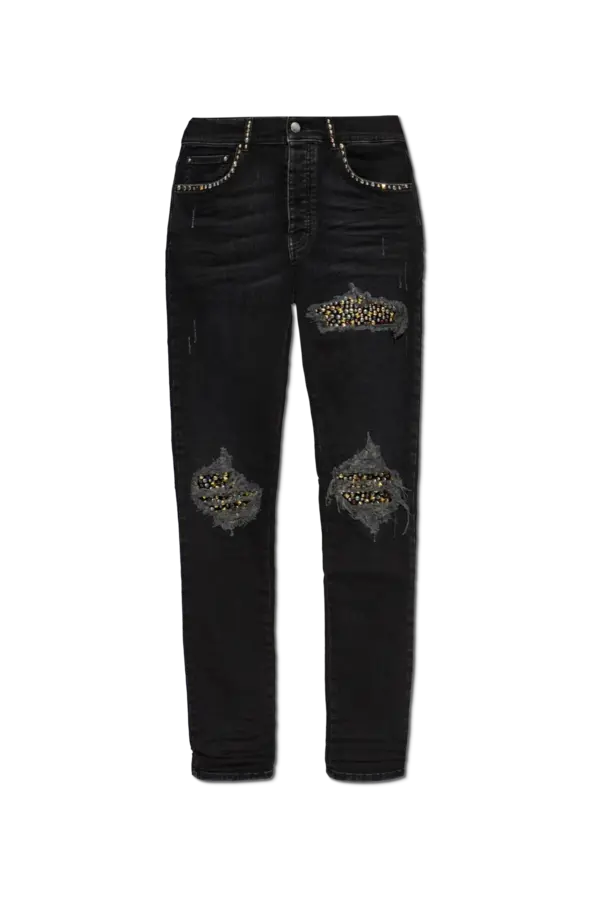 Amiri Jeans With Shimmering Appliqués - Black