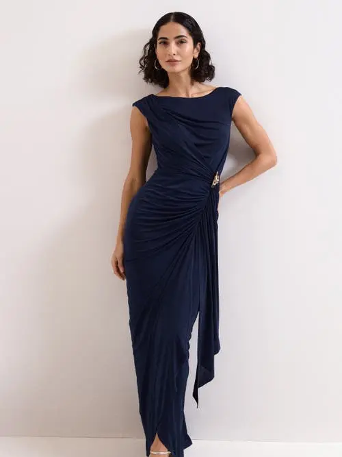 PHASE EIGHT Donna Ruched Maxi Dress - Navy