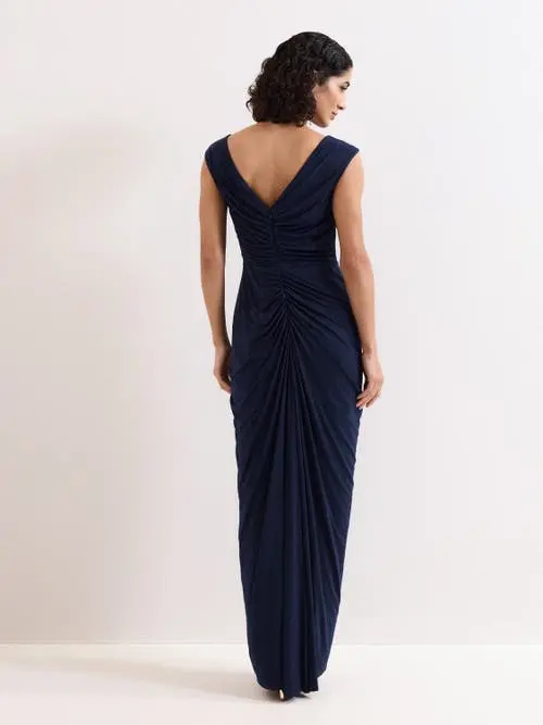 PHASE EIGHT Donna Ruched Maxi Dress - Navy
