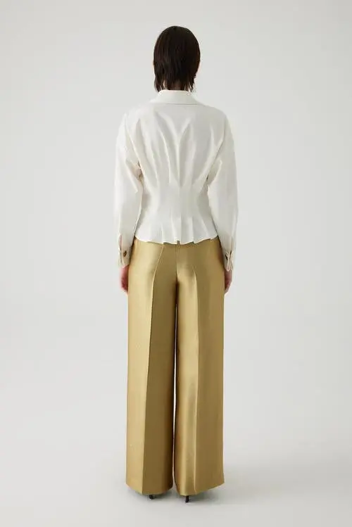 EXQUISE Agustin Cotton Shirt With V-neck And Long Sleeves