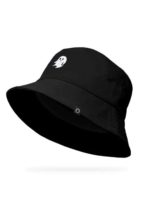 DALIX Embroidered Ghost Bucket Hat - Black