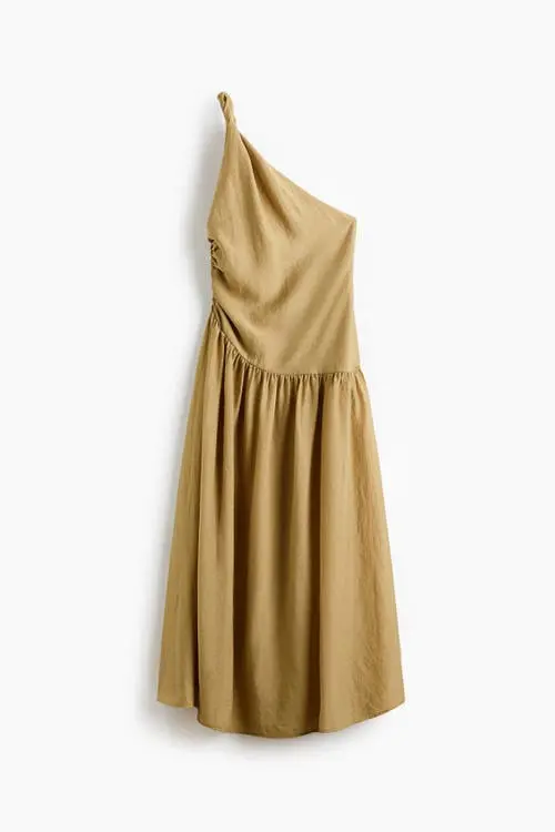 H&m One-shoulder Twist Detail Midi Dress