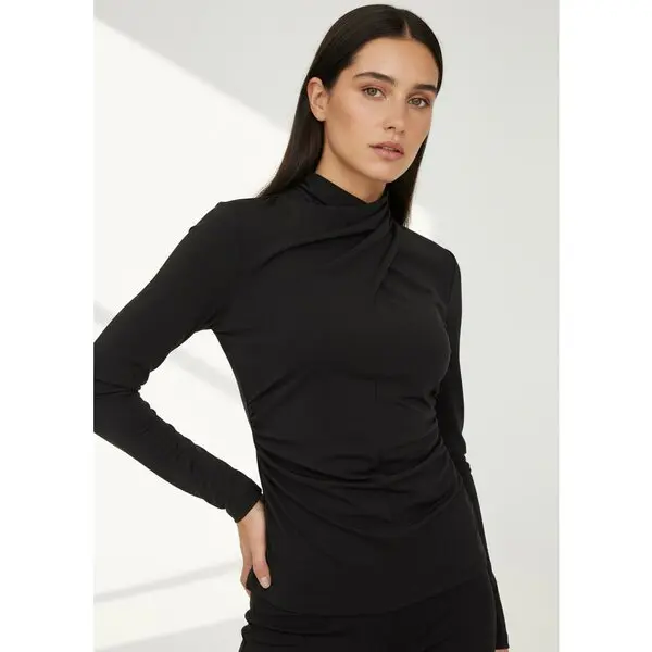 EXQUISE Paola Drape Neck Blouse