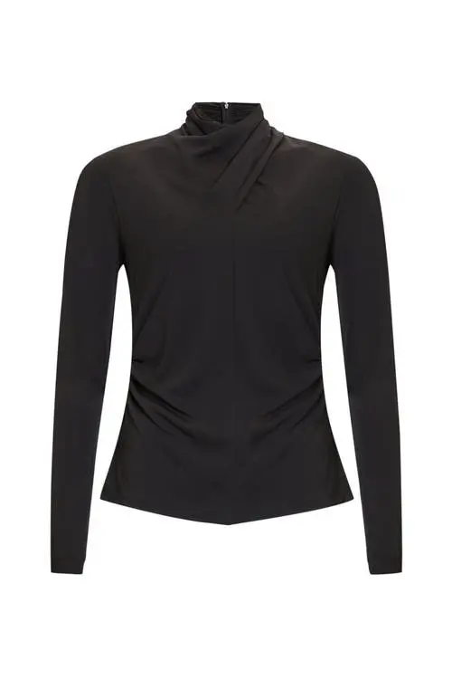EXQUISE Paola Drape Neck Blouse