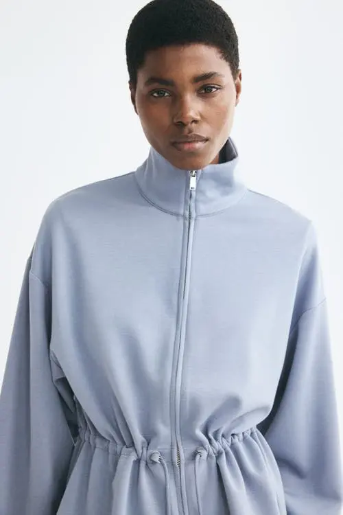 H&M Drawstring-detail Zip-through Sweatshirt