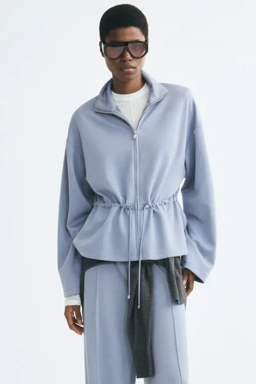 H&M Drawstring-detail Zip-through Sweatshirt