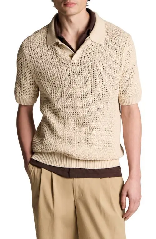 Vince Seed Stitch Polo Sweater - Dark Blanco