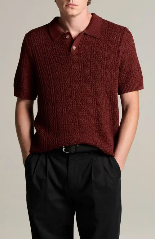 Vince Seed Stitch Polo Sweater - Deep Satin
