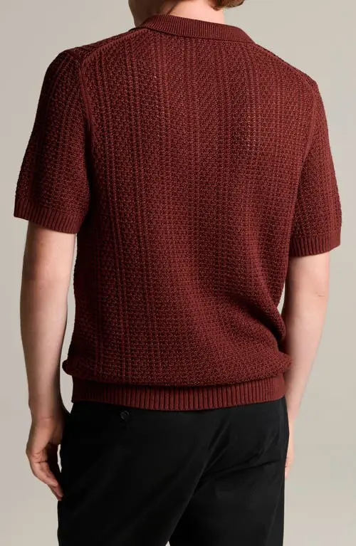 Vince Seed Stitch Polo Sweater - Deep Satin