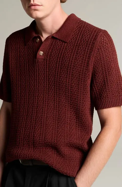 Vince Seed Stitch Polo Sweater - Deep Satin