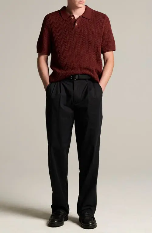 Vince Seed Stitch Polo Sweater - Deep Satin