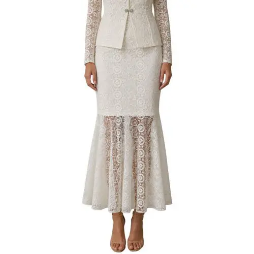 AKALIA The Valentina Lace Mermaid Skirt - White