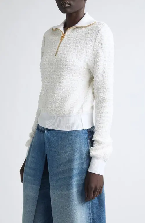 Balmain Half Zip Tweed Jacquard Sweater