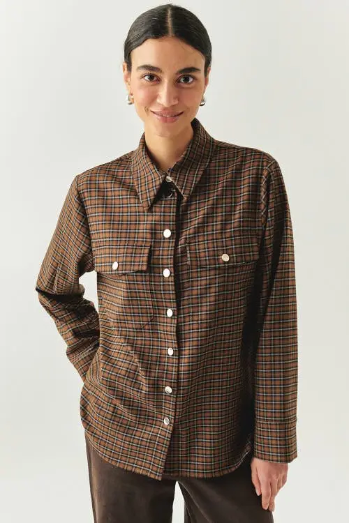 EXQUISE Hayley Long-sleeve Shirt - Brown