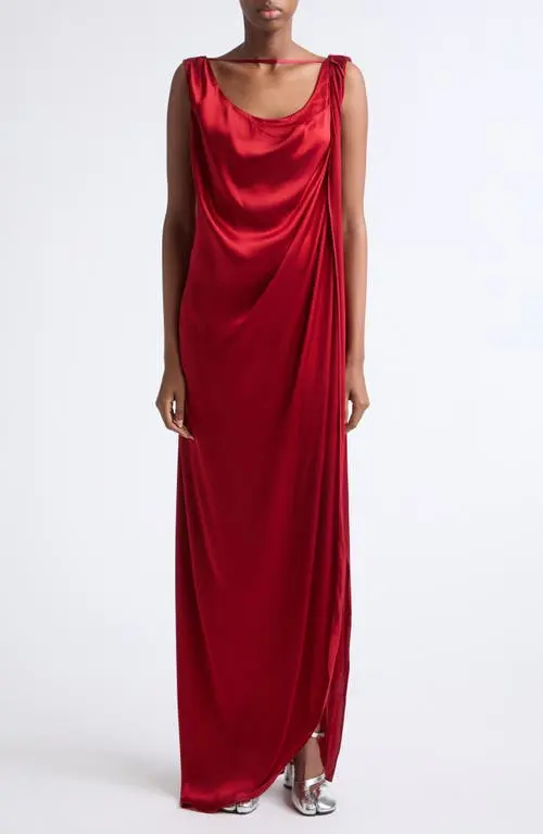 MAISON MARGIELA Draped Satin Gown - Dark Red