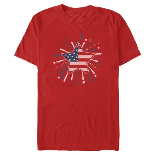 LOST GODS American Star Flag Fireworks Graphic T-shirt