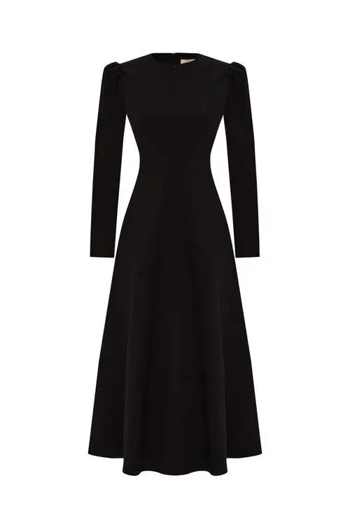 EXQUISE Angela Midi Dress - Black