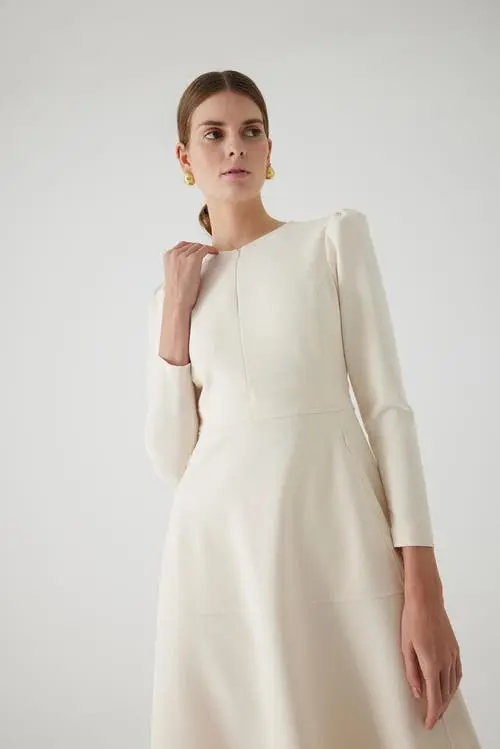 EXQUISE Angela Midi Dress - Ecru