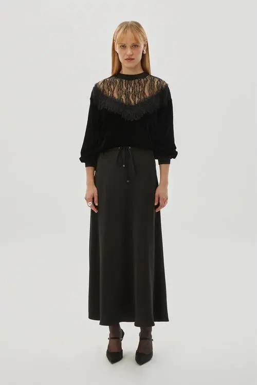 EXQUISE Blake Velvet And Tulle Blouse