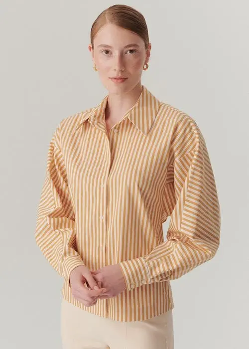 EXQUISE Emersyn Cotton Shirt - Brown
