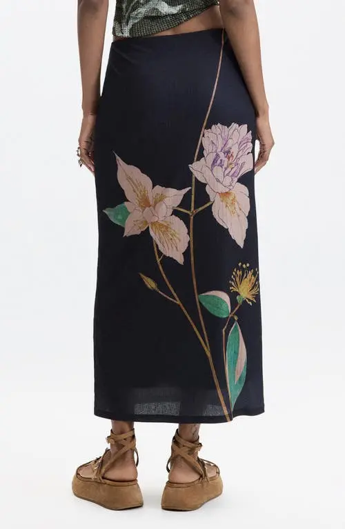Desigual Floral Print Jersey Maxi Skirt