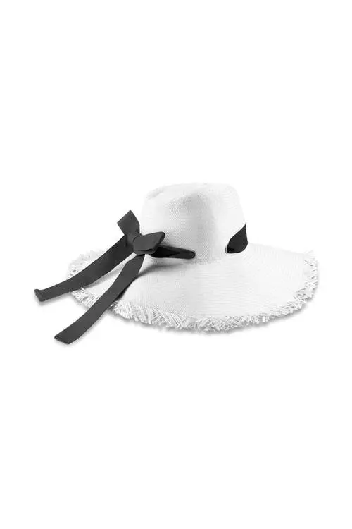 Coolibar Nassau Shantung Straw Hat With Ribbon Detail - Black