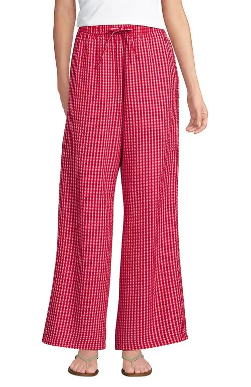 LANDS' END Seersucker High-rise Wide-leg Drawstring Pants