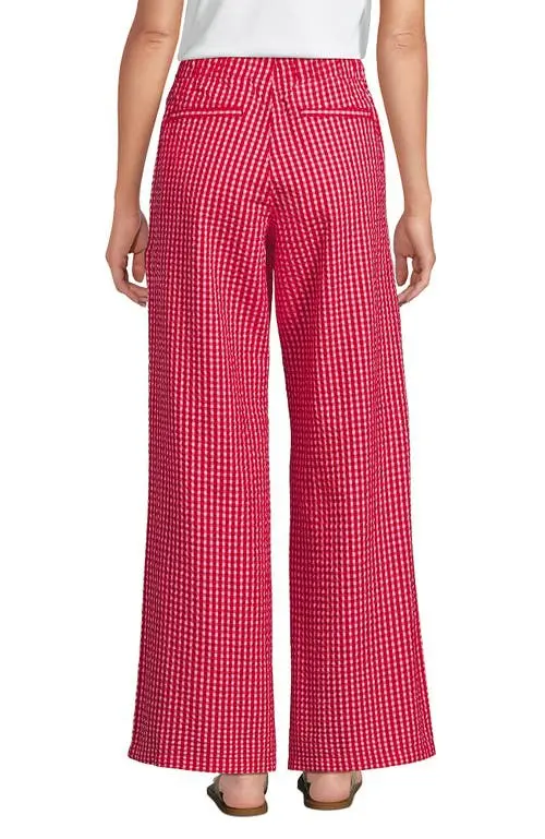 LANDS' END Seersucker High-rise Wide-leg Drawstring Pants