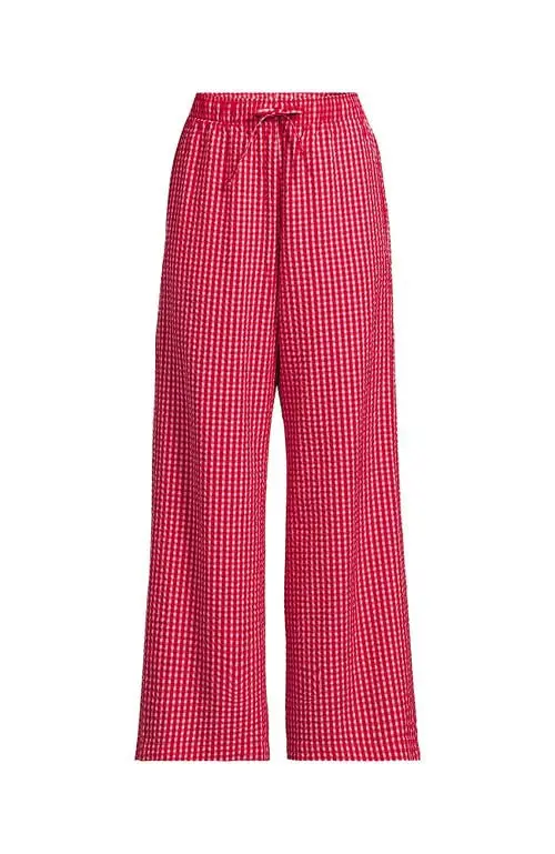 LANDS' END Seersucker High-rise Wide-leg Drawstring Pants