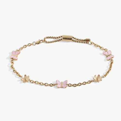 ALEX AND ANI Butterfly And Flower Anklet - Gold