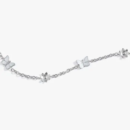 ALEX AND ANI Butterfly And Flower Anklet - Silver