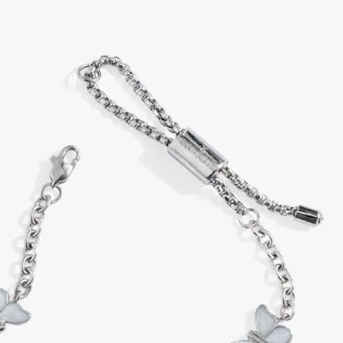 ALEX AND ANI Butterfly And Flower Anklet - Silver