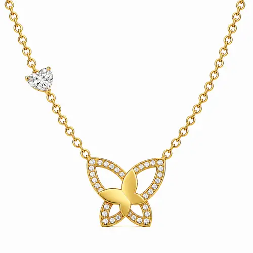 DONATELLO GIAN En Butterfly Crystal Necklace - Gold