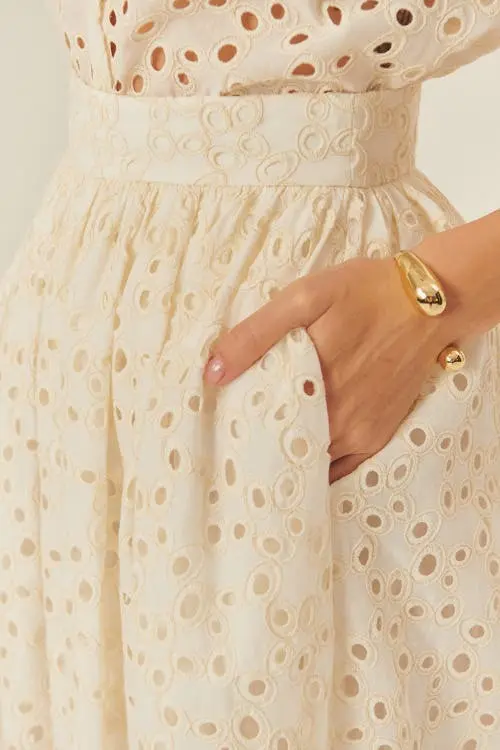 EXQUISE Paisley Cotton Midi Skirt